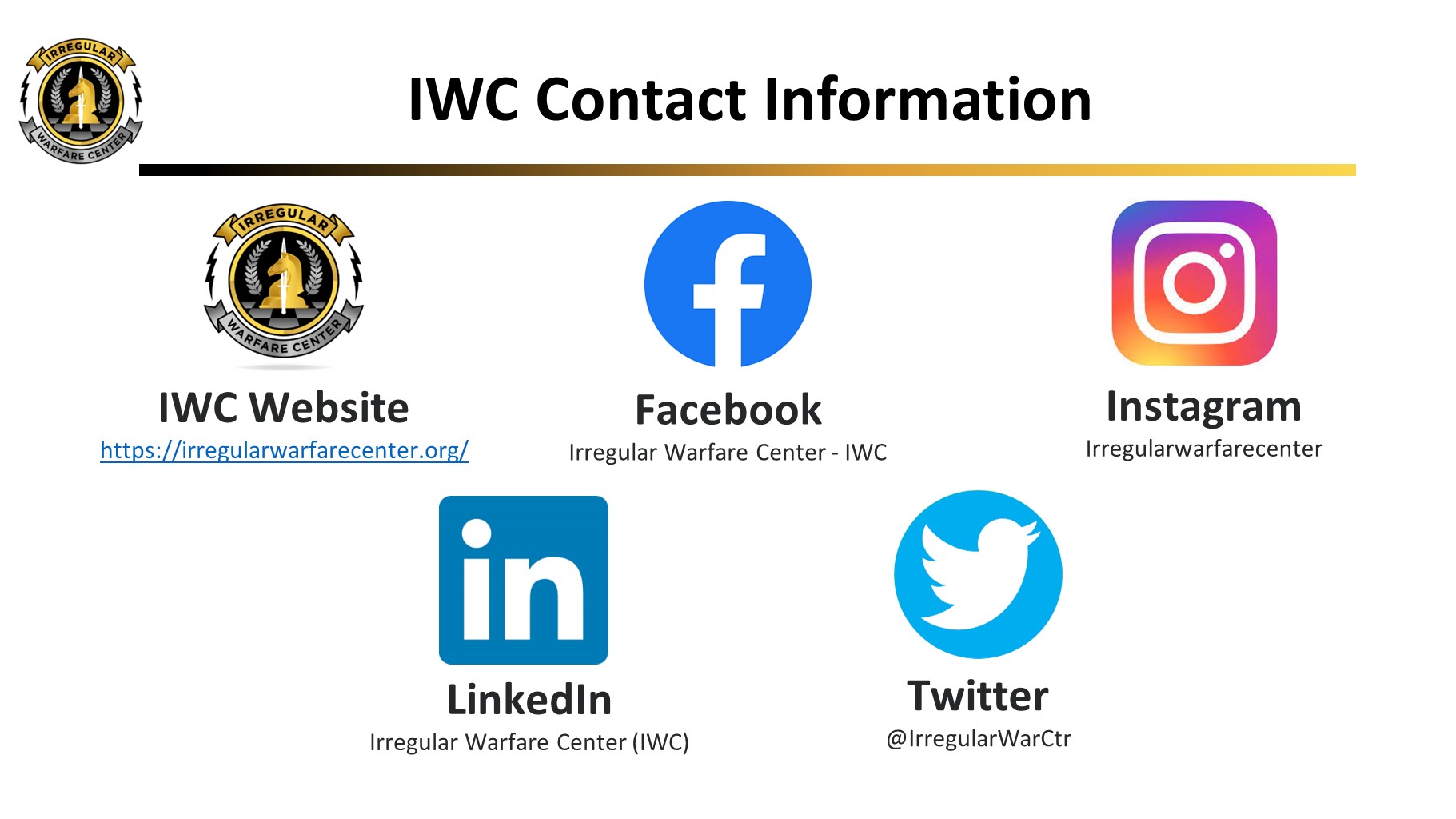 The Irregular Warfare Center Establishes Social Media Presence Across 4 ...